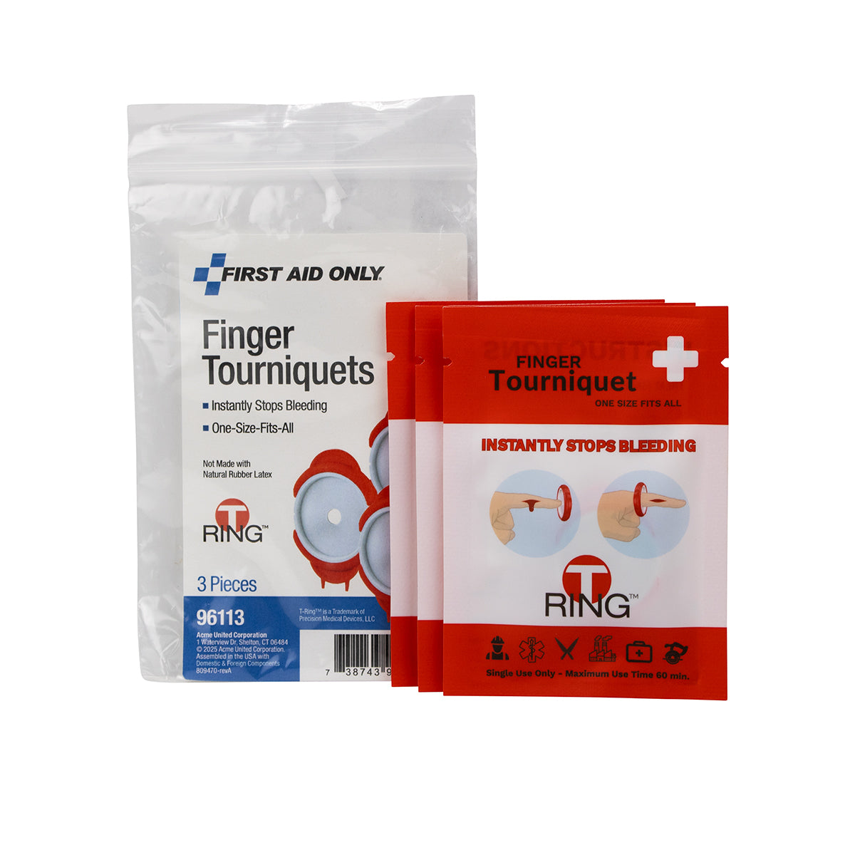 Elite First Aid T Ring Finger Tourniquets 3 Pack